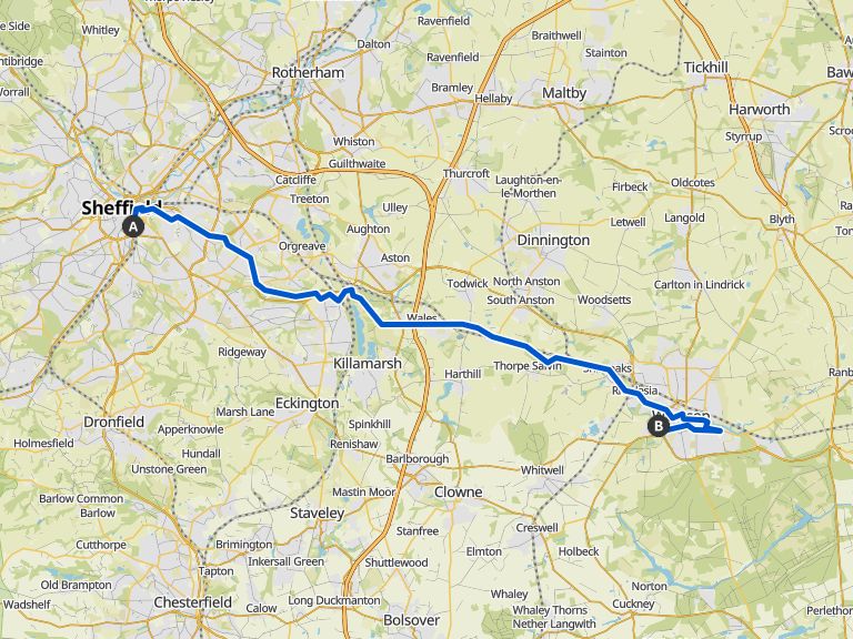 SHEFFIELD Train / Retford Cemetery to WORKSOP T/Lodge | ride | Komoot